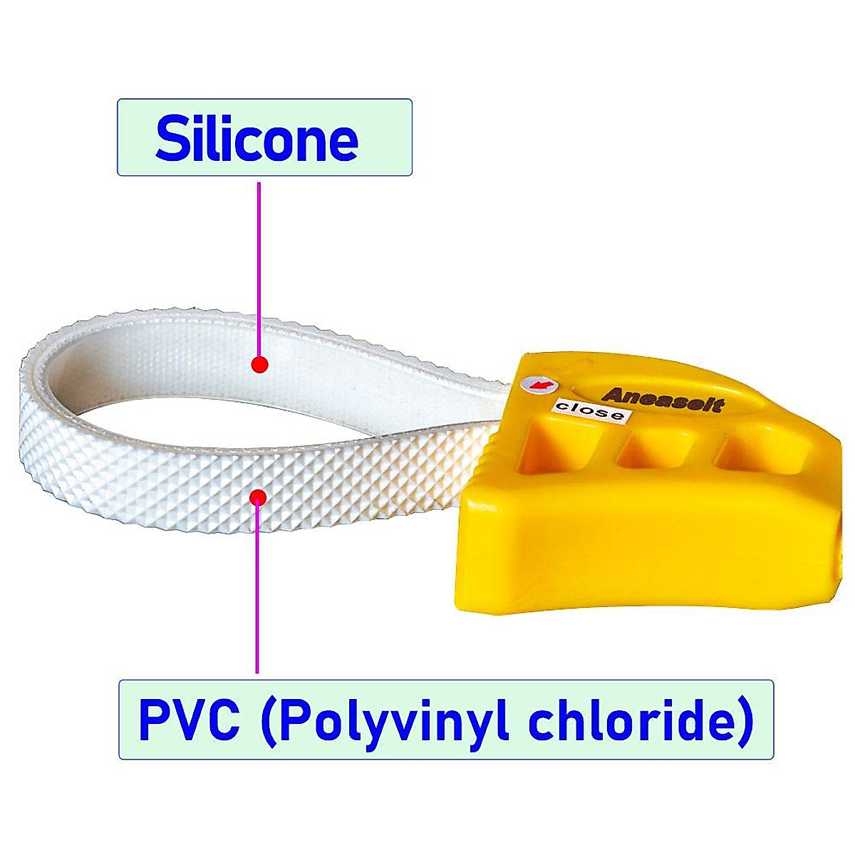 Arthritis Weak Hand Jar Opener, Easily opens 3/8" extra small and 6" extra large bottle caps, Adjustable Silicone Belt Wrench. Kitchen Spice Lids, Universal Tools for Replacing Water Filter Cartridges