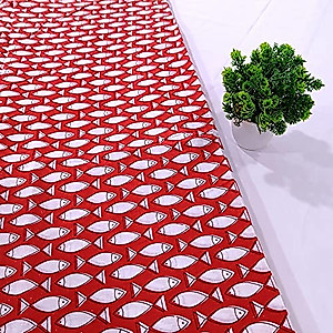 Trade Star 3 Yard 100% Cotton Printed Fabric for Dressmaking Indian Running Natural Dye Fabric for Sewing Ethnic Sanganeri Fish Print Fabric by The Yard Width 44 Inches (Pattern 1)