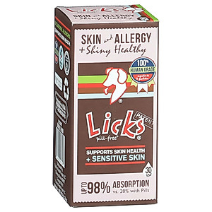 Licks Pill-Free Dog Skin and Allergy - Omega 3 Dog Allergy Relief - Dog Vitamins & Supplements for Itch Relief - Turmeric Supplement for Dog Skin - Gel Packets - 30 Use