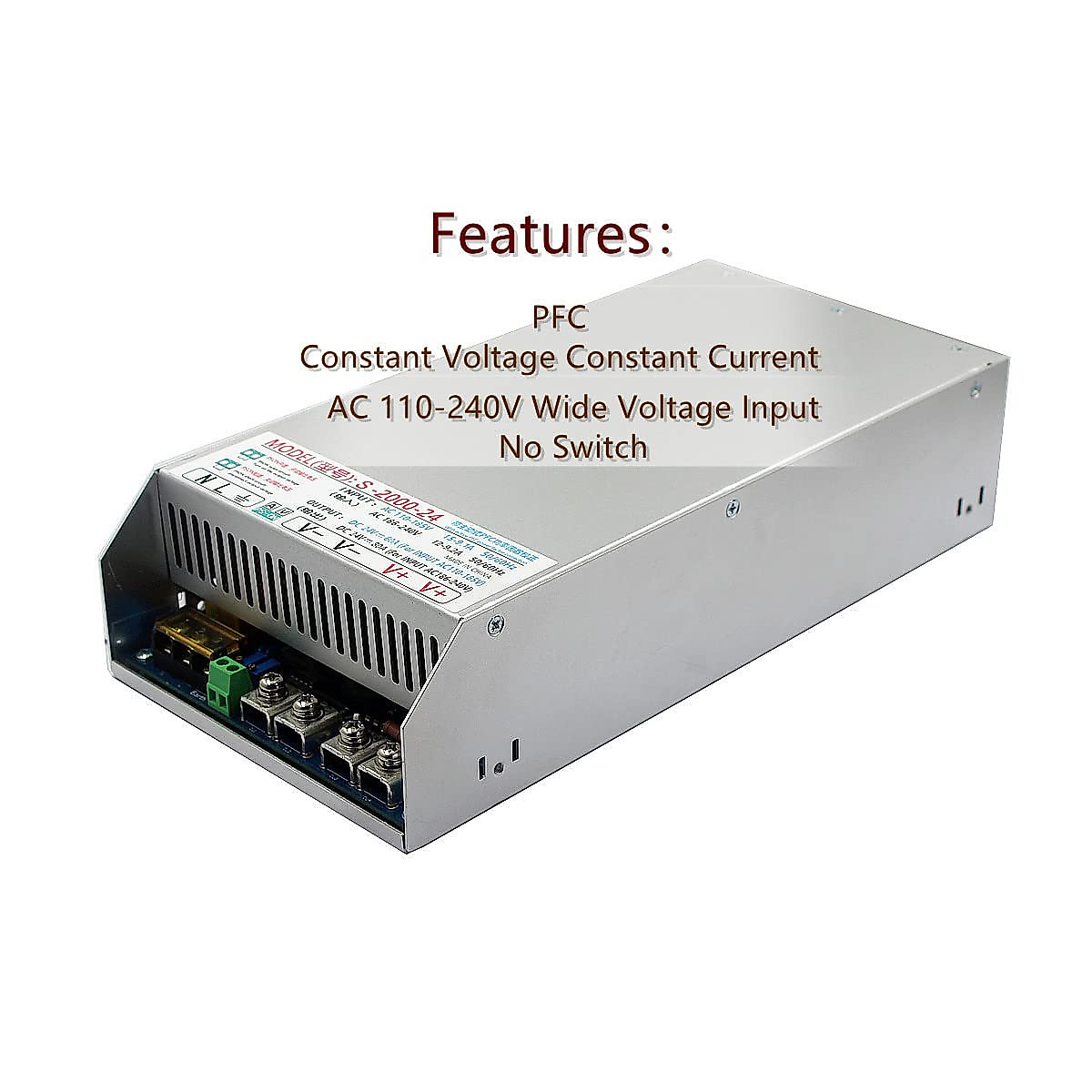 JINGMAIDA Switching Power Supply 2000W with PFC 110-240V AC to DC Power Supply 24V 83Amp 2000W for CCTV, Radio, Computer Project, LED Strip Lights, 3D Printer