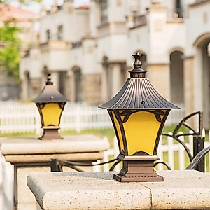 SANBDDLYY E27 Exterior Pillar Lamp Courtyard Lawn Villa Gate Fence Column Lamp Die-cast Aluminum Waterproof Outdoor Post Light House Porch Patio Outside Deck Walkway Driveway Streetlight