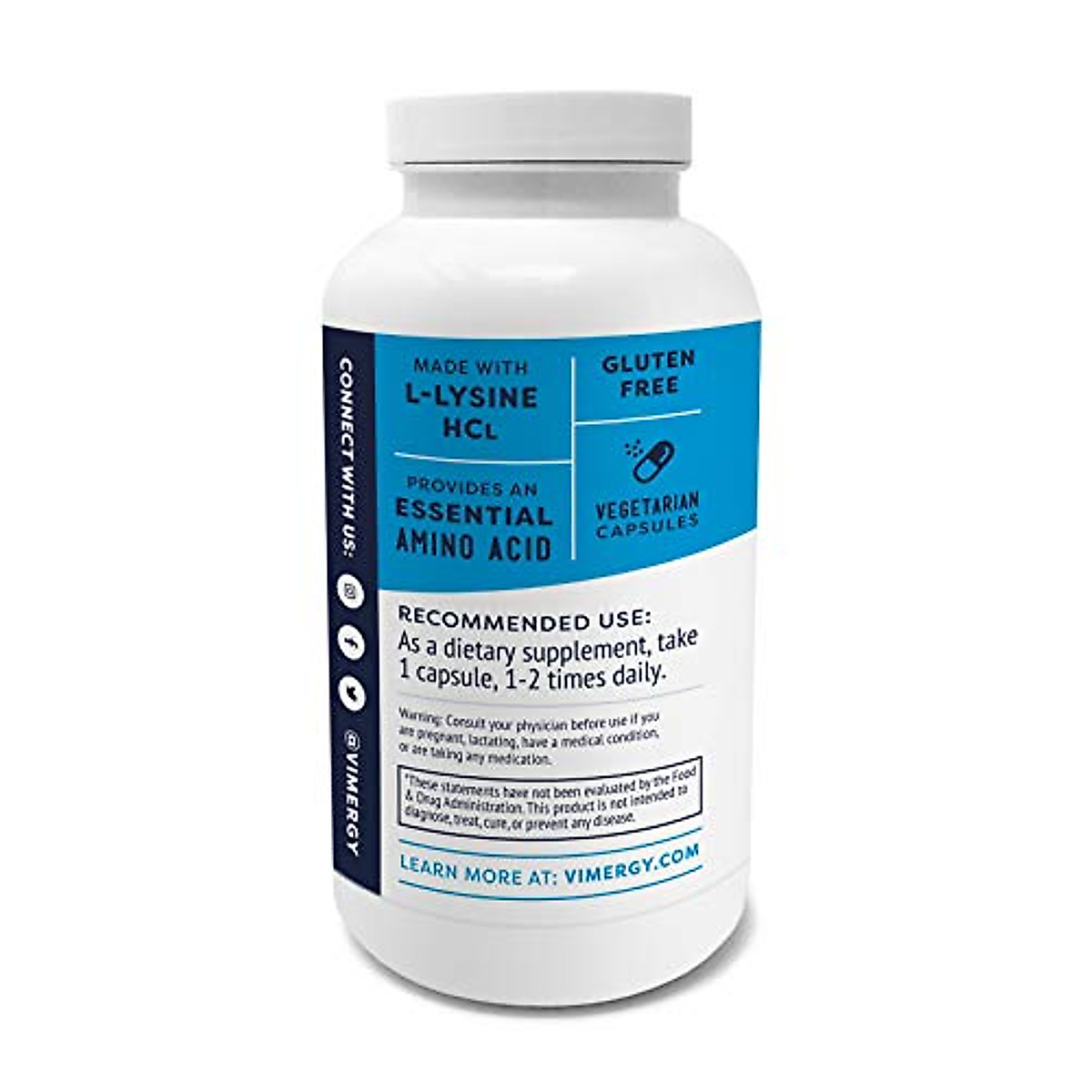 Vimergy L-Lysine 500MG Capsules, 270 Servings – Essential Amino Acid – Supports Immune System, Healthy Skin, Muscles, Bone & Tissue – Vegetarian, Non-GMO, No Gluten, Kosher (270 count)