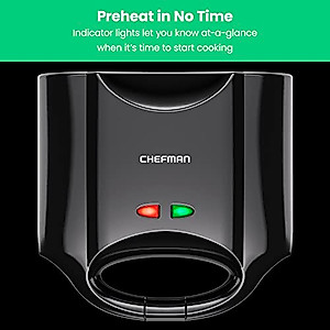 Chefman Portable Sandwich Maker, Compact, Nonstick, Electric Omelet Maker, Panini Press, Pocket Sandwich Press, and Quesadilla Maker, with Indicator Lights, Locking Lid, and Cord Storage