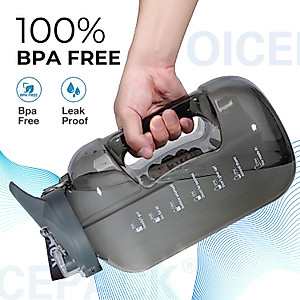 OICEPACK 128 oz Water Bottle 2 in 1 Lid - 1 Gallon Water Bottle Dishwasher Safe, Gallon Water Jug Motivational Water Bottles WIth Times To Drink Leak-proof Big Water Bottle with Straw BPA Free