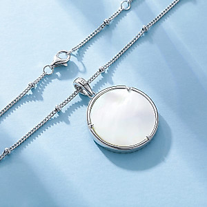 AGVANA Sterling Silver April Birth Flower Daisy Pendant Necklace for Women Mother of Pearl Jewelry Anniversary Birthday Gifts for Women Mom Wife Her