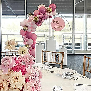 116Pcs Pink Gold Balloons Garland Arch Kit,Double-Stuffed Macaron Pink Balloon & Gold Confetti with 4D Globos Foil Balloons for Baby Shower Girls Birthday Party Wedding Bridal Decor
