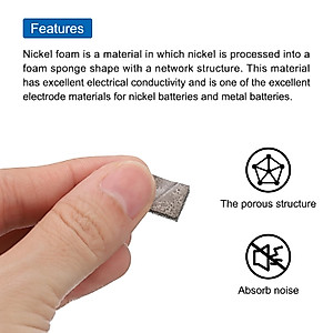 MECCANIXITY Nickel Foam Electrode, Button Battery Electrode Disc Nickel Foam Sheet Porous Foam Nickel 20x10x5mm with Adhesive Pack of 100, Grey
