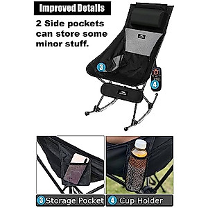 AnYoker Camping Chair, High-Back Compact Backpacking Chair, Portable Folding Chair, Beach Chair with Side Pocket and headrest, Lightweight Hiking Chair 0066YY (Coffee)