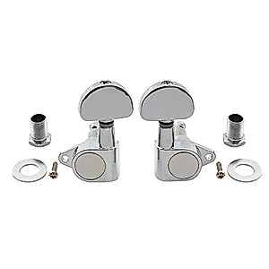 Musiclily 3+3 Epi Style Guitar Machine Head Sealed Tuners Tuning Pegs Set for Les Paul Style Electric Guitar or Acoustic Guitar Half Moon Button Chrome