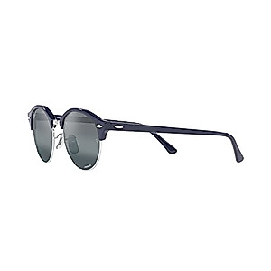 Ray-Ban RB4246 Clubround Round Sunglasses, Blue on Silver/Dark Blue Gradient Mirrored Polarized, 51 mm