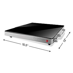 Chefman Compact Glasstop Warming Tray with Adjustable Temperature Control Perfect for Buffets, Restaurants, Parties, Events, Home Dinners and Travel, Mini 15x12 Inch Surface, Keeps Food Hot, Black