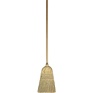 Weiler 95033 Heavy-Duty Corn Broom with Wooden Handle, 5 Sews, 100% Natural Corn Fill for Indoor or Outdoor Sweeping