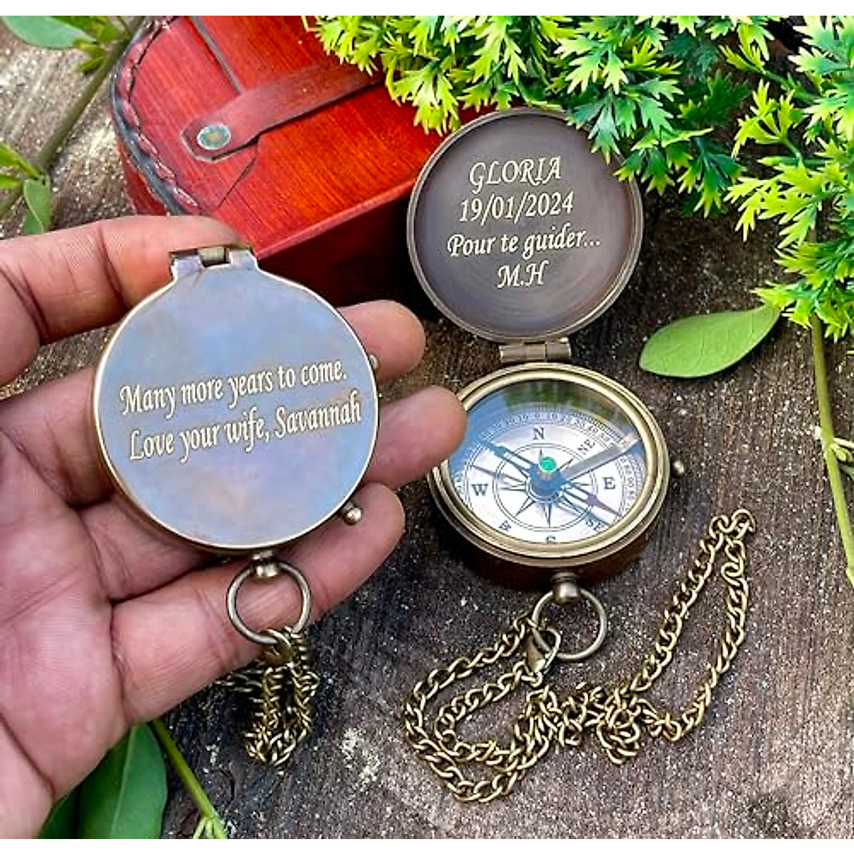 Personalized Engraved Compass. Handmade Brass Compass for Men's & Women's, Husband Gifts, Fathers Day, Anniversary, Wedding Gift for Him, Fiance Gift