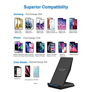 NANAMI 30W Max Wireless Charger, Qi Certified Fast Charging Stand With USB-A Port,Compatible iPhone 14/13/12/11 Pro/XS Max/XR, Galaxy S23/S22/S21/S20/S10/S9,Note 20/10/9(with PD Adapter Phone Charger)