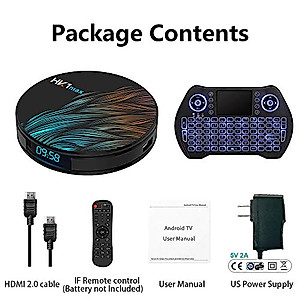Android TV Box 11.0 4GB 64GB Smart TV Box Android Box RK3318 USB 3.0 Ultra HD 1080P 4K HDR WiFi 2.4GHz 5.8GHz BT 4.1 Set Top Box with Mini Wireless Backlit Keyboard