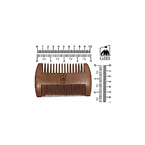G.B.S 2-Sided Beard Comb Natural Wood Durable. Anti-Static Pocket Comb Fine Toothed Great for Balm Oil Wax Soften Tame Style Multi Purpose Curly, Thin, Thick & Mustache