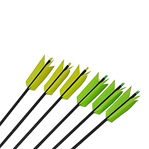 SHARROW 6pcs 30 inch Archery Flu-Flu Arrows Spine 400 Carbon Arrows with Replaceable Broadheads for Compound Bow Recurve Bow Hunting (Types1 Yellow, 6pcs)