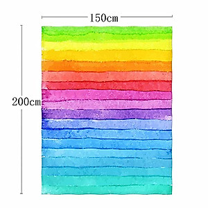 QH 58 x 80 Inch Painted Rainbow Pattern Super Soft Throw Blanket for Bed Couch Sofa Lightweight Travelling Camping Throw Size for Kids Adults All Season
