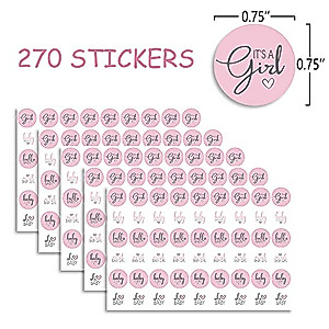 270 PCS Pink Baby Shower Stickers, 6 Design Self Adhesive Circle Label Stickers,Baby Shower Envelope Seals Candy Stickers,Baby Shower Party Chocolate Stickers,Candy Stickers.（012）