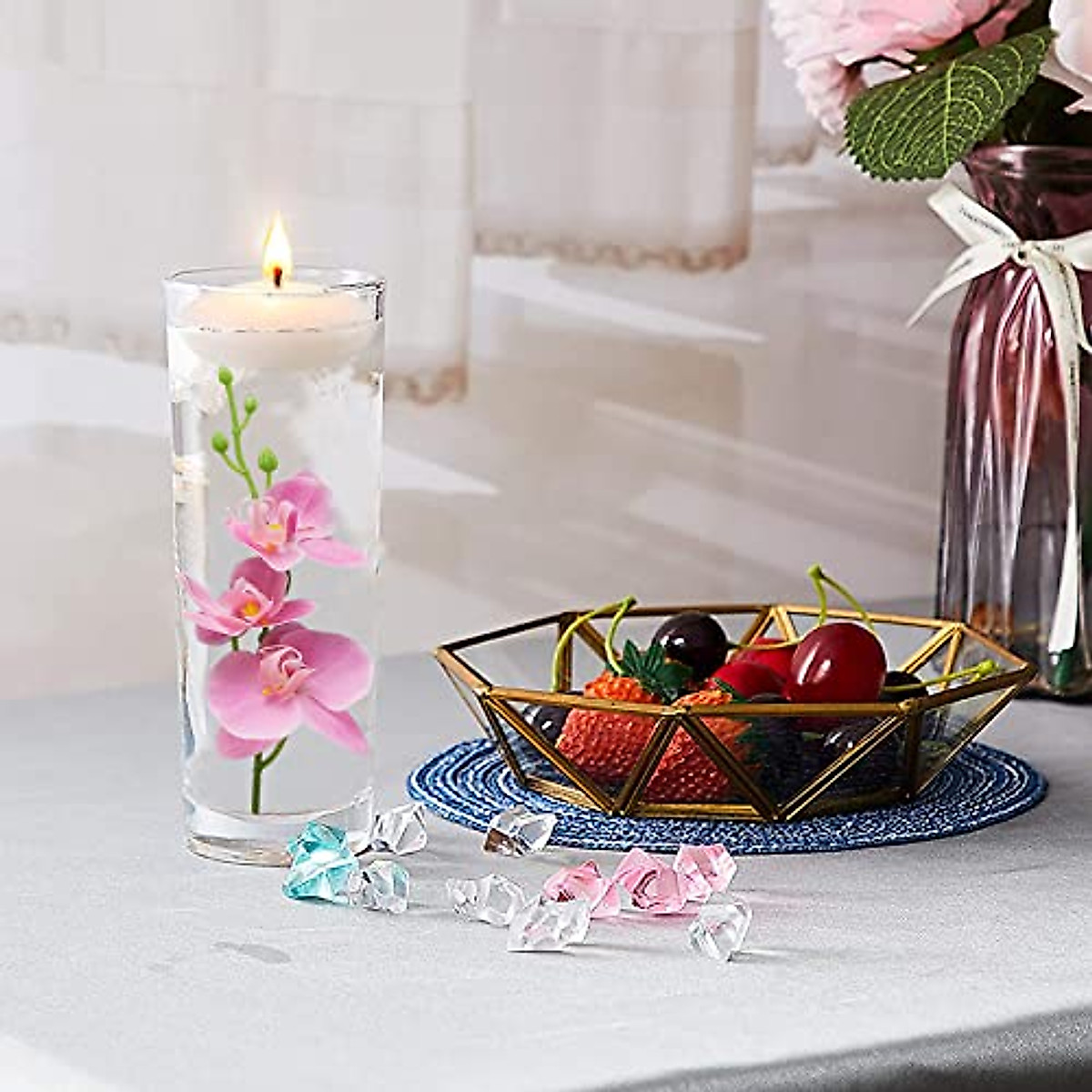 ARDUX (12 Pieces) Artificial Flowers for Floating Candles Mini Artificial Orchid Flower Vase Fillers for Wedding Dinning Table Party Home Bar Restaurant Decoration (Pink)