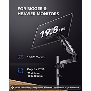 HUANUO Single Monitor Mount, 13 to 32 Inch Gas Monitor Arm