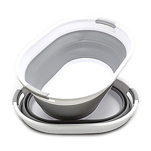 SAMMART Set of 2-39L (10.3 gallon) Collapsible Plastic Laundry Basket - Oval Tub/Basket - Foldable Laundry Washing Tub - Portable Washing Tub - Pop Up Saving