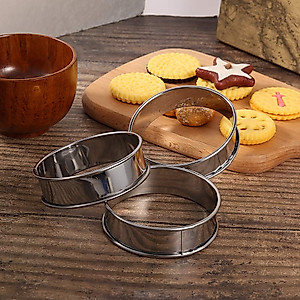 DANDANJIE 5PCS Double Rolled Muffin Rings Tart Rings Stainless Steel Crumpet Rings 3.26 Inch Durable Round Mold Food Making Tool for Home Kitchen Baking Cooking