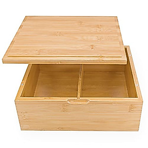 Large Natural Bamboo Decorative Storage Box Wooden Keepsake Box - 10” x 8” x 4” with Magnetic Lid for Home Storage (Standard Version)