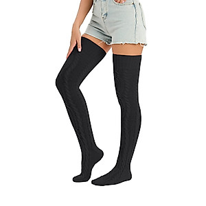 Sexybody Women's Thigh High Socks Over the Knee Knit Socks, Extra Long Winter Leg Warmers Stockings Knee High Tube Arctic Fleece