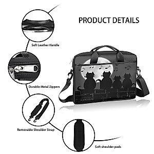 Music Cat Laptop Computer Bag Waterproof Shoulder Messenger Bag 13-15 inch Durable Laptop Tote Bag with Shoulder Strap Handle Lightweight Crossbody Briefcase