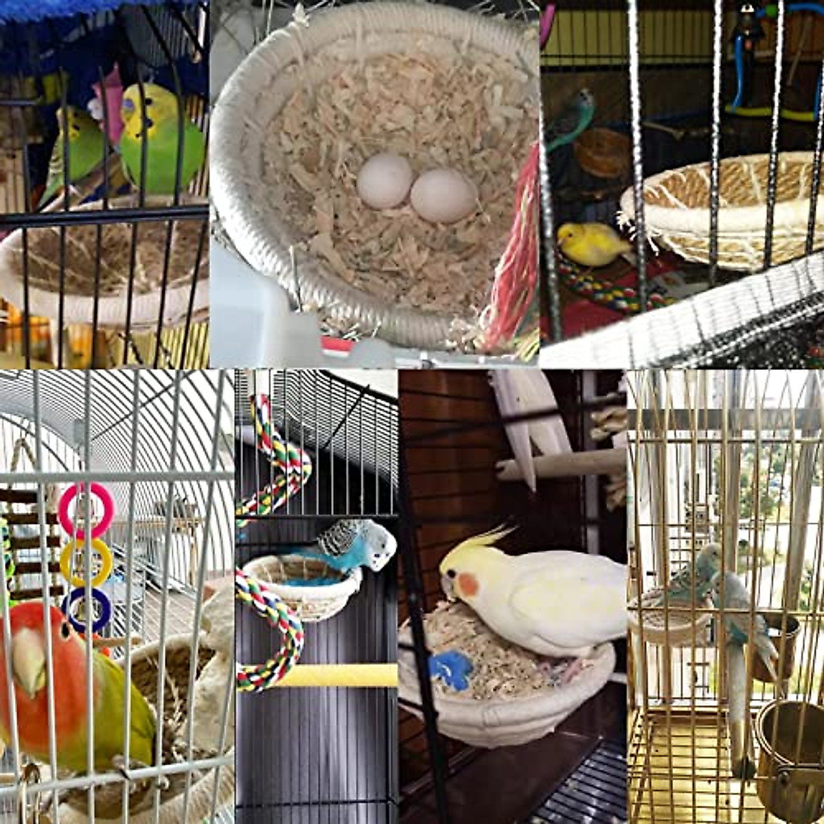 Bird Breeding Nest Parakeet Bed for Cage Parrot Hatch House Handmade Cotton Weave Hemp Rope Nesting with 3pcs Perchs for Budgie Cockatiel Conure Canary Finch Lovebird