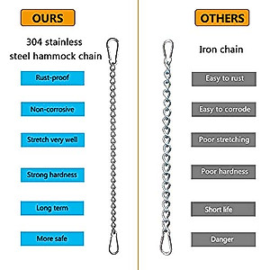 SFEEXUN Hanging Chair Chain with Carabiners, Heavy Duty 660LBS Capacity Stainless Steel Hanging Kits for Punching Bags Hammocks (Silver, 24)
