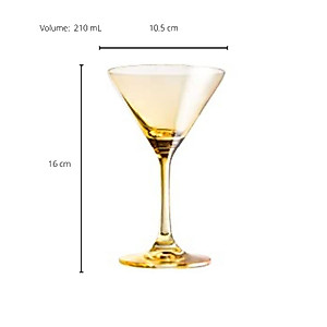 The Wine Savant Martini Glasses Set of 6, 8oz, Crystal Luxury Martini Glass - Elegant Colors, Hand-Blown, Art Deco Cocktail Colored Coupes For Manhattan, Cosmopolitan, Sidecar, Stemmed Goblets