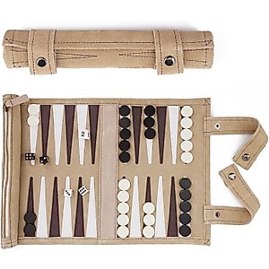 Sondergut Roll-up Suede Backgammon Game Cream