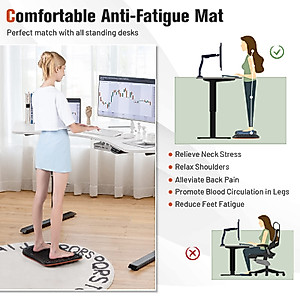 Goplus Standing Desk Wooden Balance Board, 360° Rotation Anti Fatigue Mat Wobble Board with 138 Massage Points & Anti-slip Base, Ergonomic Comfort Floor Mat Stability Rocker for Core Strength Workout