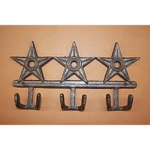 Texas Bath Decor Lone Star Towel Hooks Horseshoe Wall Hooks Solid Cast Iron, 12 inch Wide, W-72, Bundle 3 Items