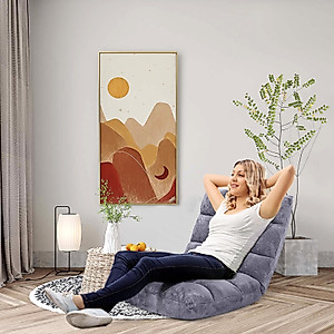 GORELAX Memory Foam Floor Chair, 14-Poistion Adjustable Floor Reading Gaming Chair Recliner, Folding Cushioned Meditation Chair with Back Support, Padded Lazy Sofa Chair for Adults, Kids