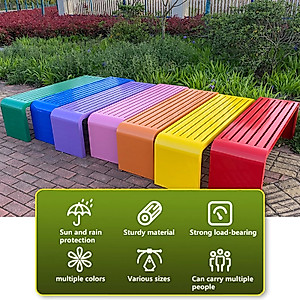 Generic Modern Outdoor Benches Weatherproof Backless Front Porch Bench Metal Garden Benches for Outdoors Sturdy Steel Frame Patio Benches for Outdoors, Backyard, Lawn(Black,100cm(39.37in))