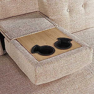 YUNLife&Home Multi-Functional Futon Sofa Loveseat Convertible Sleeper Couch Bed Daybed with 2 Cup Holders, Drawers and Storage Box Can Be Used As Tea Table and Pedal for Living Room Small Space