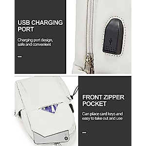 SEAFEW Tactical Backpacks Small Sling Bag Crossbody Backpack Shoulder Bag for Men Women, Multipurpose Anti-Theft Cross Body Chest Bags, One Strap Backpack for Walking Biking Travel Cycling White