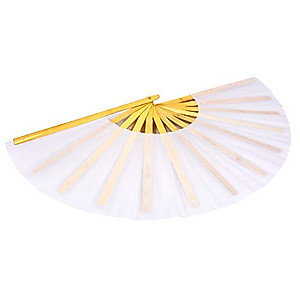 Amajiji Large Folding Fans, Rave Festival Accessories for Men/Women, Chinese Japanese Hand Fan Gift Fan Drag Queen Fan Performance Fan Dance Fan (White)