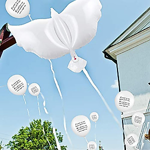 Skylety 40 Pcs Funeral Balloons Set, 10 Pcs Peace Dove Balloons White Memorial Balloons and 30 Pcs White Funeral Balloons to Release for Condolence Funeral Anniversary Memorial Services