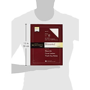 100% Cotton Resume Paper, 32lb, 95 Bright, 8 1/2 x 11, White, 100 Sheets