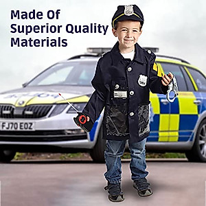 DRESS 2 PLAY Police Costume for Kids, Cop Toddler Dress Up Set Role Play With Accessories, Police Officer Costume for Kids Ages 3-7