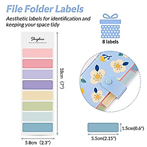 SKYDUE Expanding File Folders with 8 lables, Floral Printed Accordion Document Folder Organizer US Letter Size