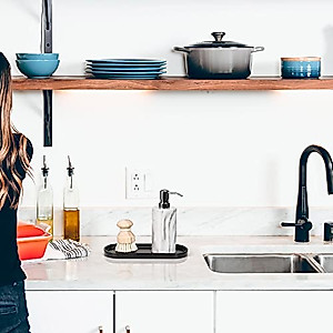 Luxspire Bathroom Vanity Tray, Handmade Resin Kitchen Sink Tray, Oval Toilet Tank Tray, Bathroom Countertop Organizer Tray for Jewelry/Perfume/Soap Dispenser/Hand Towel - 9.8 Inch, Matte Black