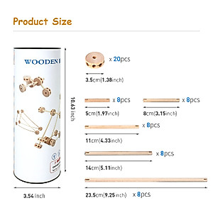 WODI Wooden Building Blocks，60 PCS Tiny Educational Natural Wood Stem Toys, DIY Wooden Blocks Splicing, Montessori Building Blocks Building Blocks for Kids Ages 4-8 to Create Various Shapes