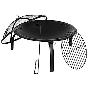 Flash Furniture Chelton 22.5" Foldable Wood Burning Firepit with Mesh Spark Screen and Poker