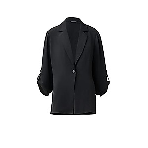 Adrianna Papell Women's Roll Sleeve One Button Blazer, Black, S