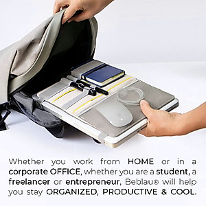 Beblau FOLD Portable Electronic Organizer – Attachable Device & Desktop Accessory | Office & Home Organizer | Fits 13"-15" Laptops & A4 Notebooks | Backpack Insert | Personal organizer